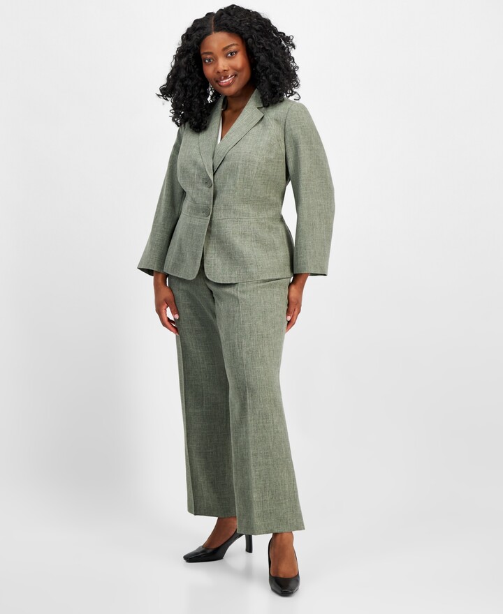 Le Suit Le Sui Plus Size Two Button Jacket & Extended-Tab Pantsuit - ShopStyle Blazers