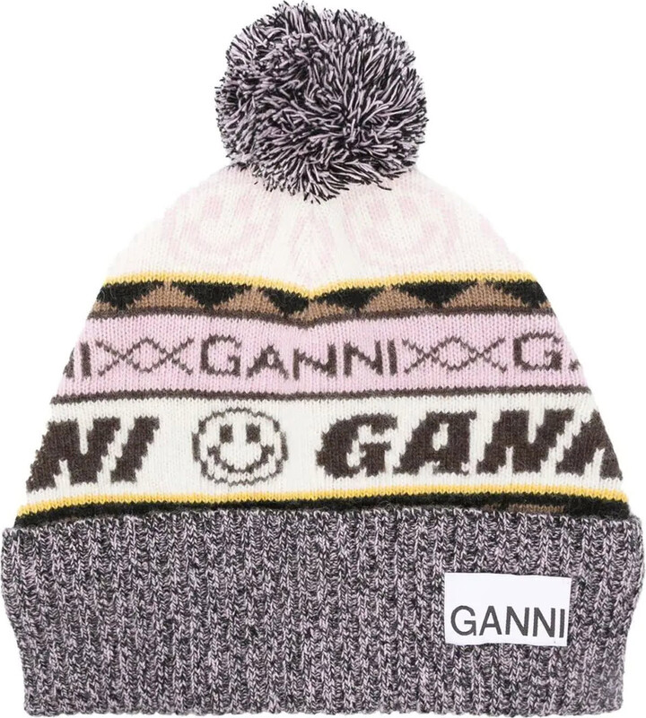 Ganni Graphic Wool Beanie - ShopStyle Hats