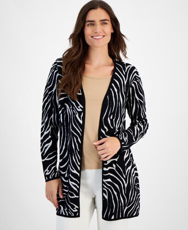 JM Collection Women's Printed Open-Front Cardigan, Created for Macy's ...