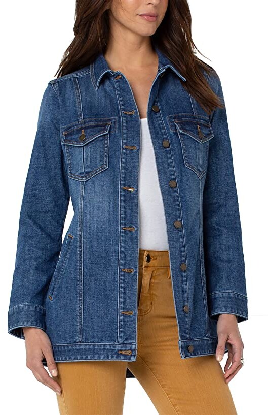 Liverpool High-Low Denim Shirt Jacket - ShopStyle
