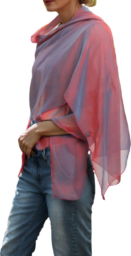 Prettystern Shimmering iridescent Plain Stola Taffeta Silk Scarf Women ...