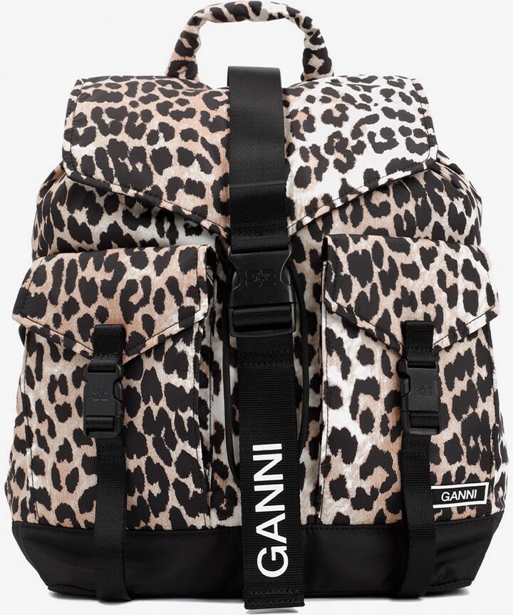Ganni Leopard-Print Logo Backpack - ShopStyle