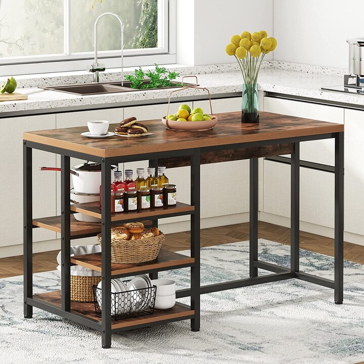 Tribesigns Small Kitchen Island Table with Storage Shelves, Dining ...