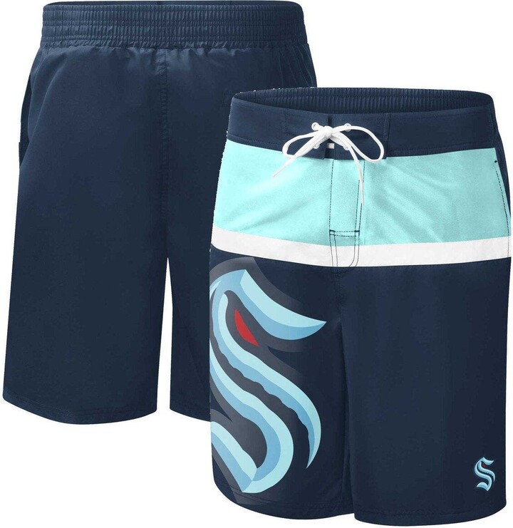 Men's Starter Deep Sea Blue Seattle Kraken Sea Wind Swim Trunks - ShopStyle