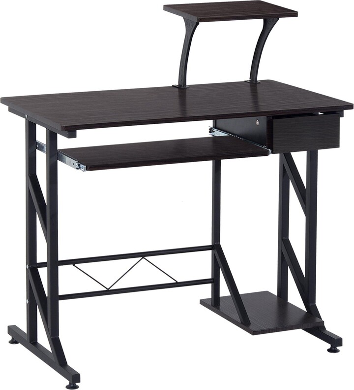 HOMCOM Computer Desk Executive Wooden PC Tray Table Home Office ...