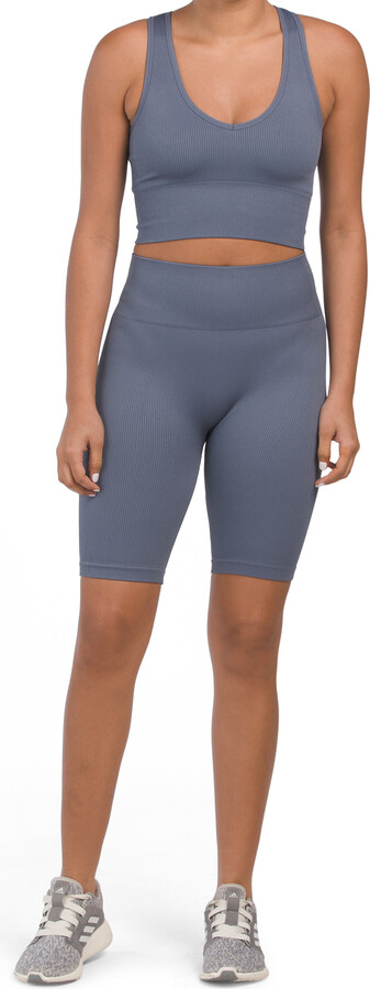 90 Degree By Reflex Seamless Scoop Neck Crop Ribbed Tank And High Rise ...