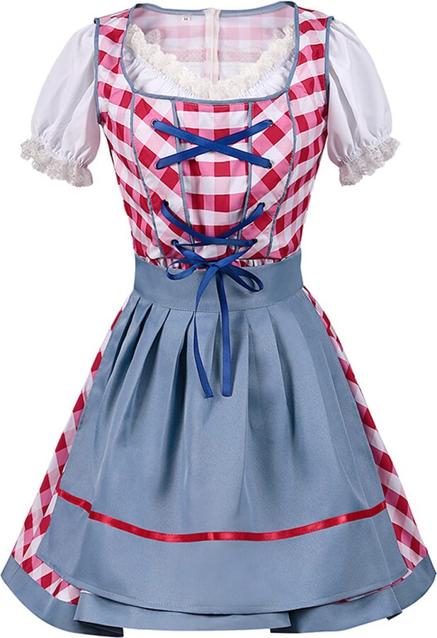 Meclelin Dirndl Women's Midi Costume Dress for Oktoberfest German ...