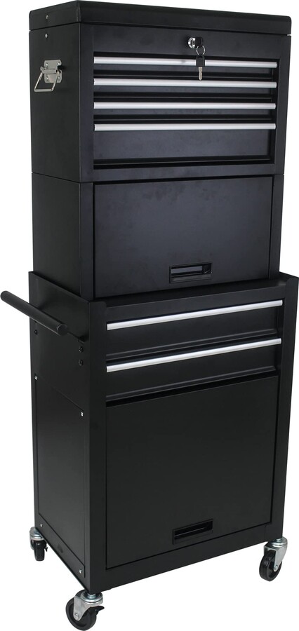 GarveeTech Rolling Tool Chest with 4 Wheels 6 Drawers Bottom Cabinet ...