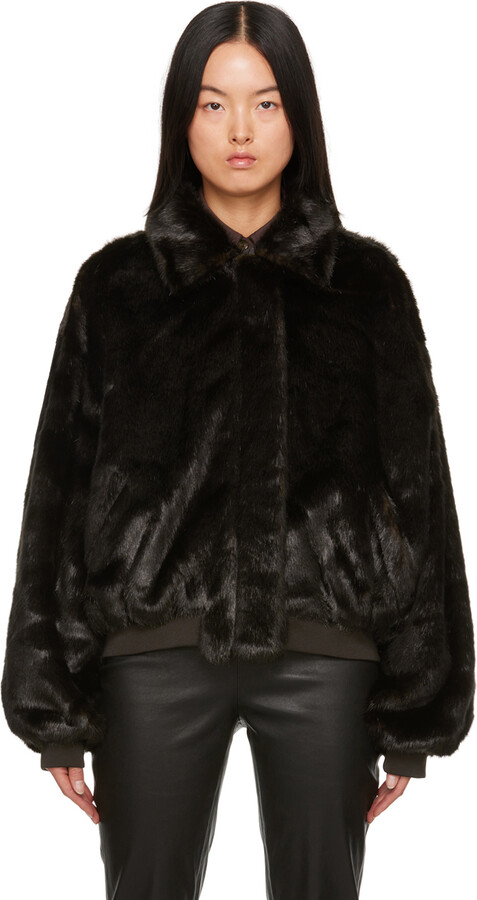 The Frankie Shop Brown Pam Faux-Fur Bomber Jacket - ShopStyle
