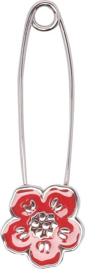 Kenzo Logo-Engraved Flower-Charm Safety Pin Brooch - ShopStyle Charms