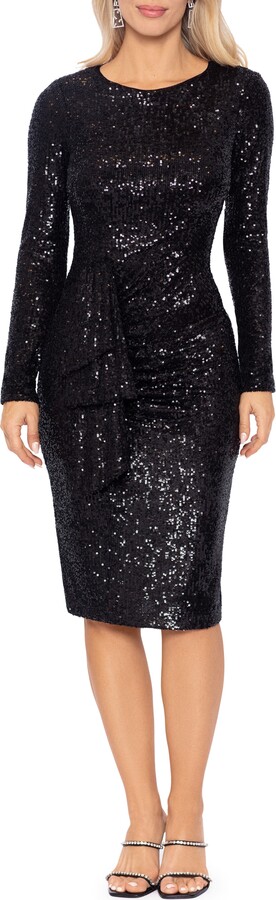 Xscape Evenings Long Sleeve Sequin Cocktail Dress - ShopStyle