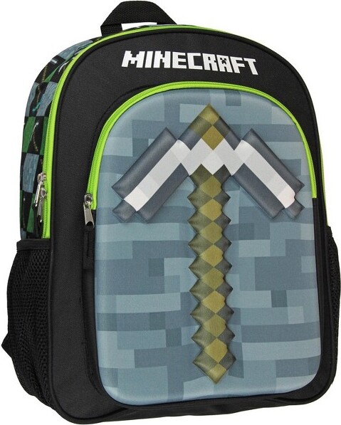 Minecraft Backpack Kids 16" 3D Molded Pickaxe Childrens School Bag ...