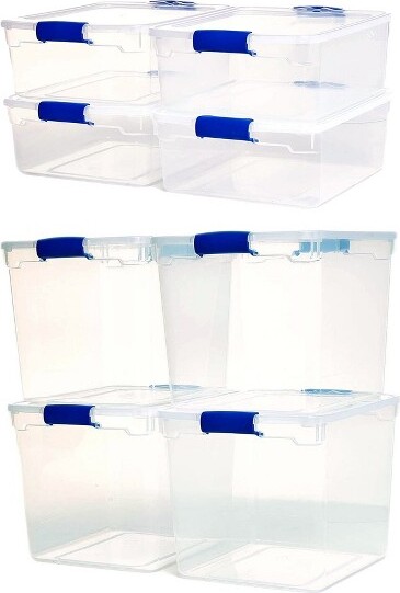 Homz 31 Quart Heavy Duty Clear Plastic Stackable Storage Containers, 4 ...