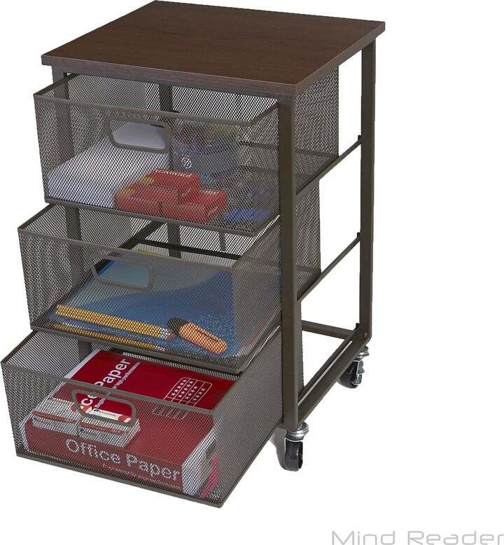 Global Pronex Rolling Storage Cart with 3 Drawers, File Storage Cart ...