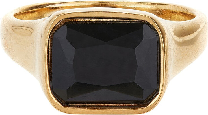 Ballinger Women's Gold / Black Square Gold Chunky Cocktail Ring: Black ...