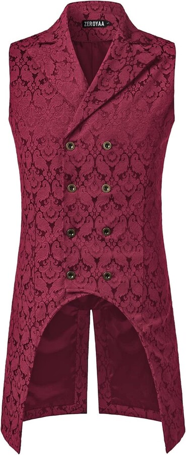 PARKLEES Mens Victorian Steampunk Gothic Double-Breasted Waistcoat ...