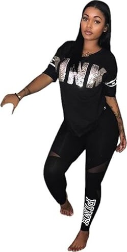 Nhicdns 2 Piece Outfits for Women Jogger Set Club Letter Cheetah Print ...