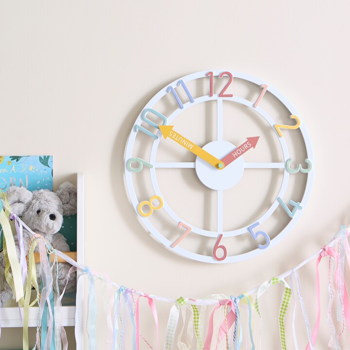 Dunelm Pastel Skeleton Tell the Time Wall Clock White - ShopStyle