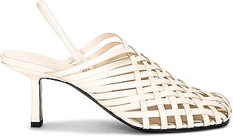 The Row Leather Woven Mules in Cream - ShopStyle