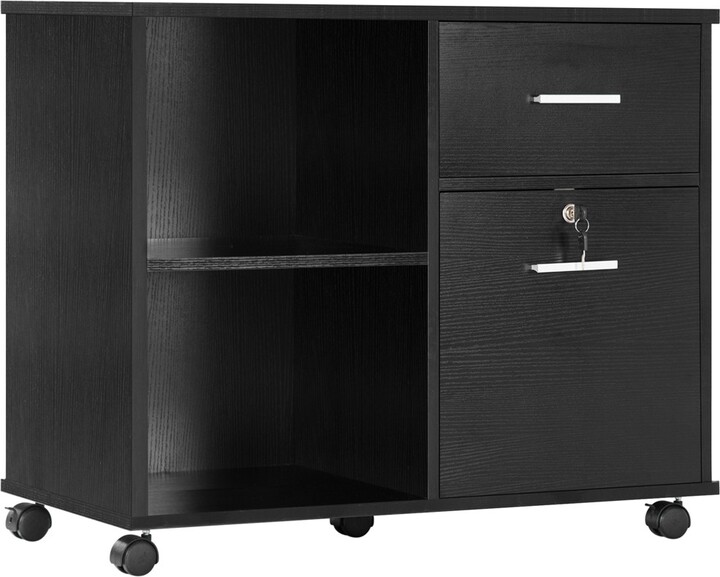 Vinsetto Lateral File Cabinet with Wheels, Mobile Printer Stand with ...