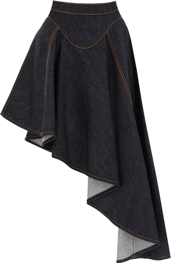 Alexander Mcqueen Asymmetrical Circular Skirt In Denim Shopstyle