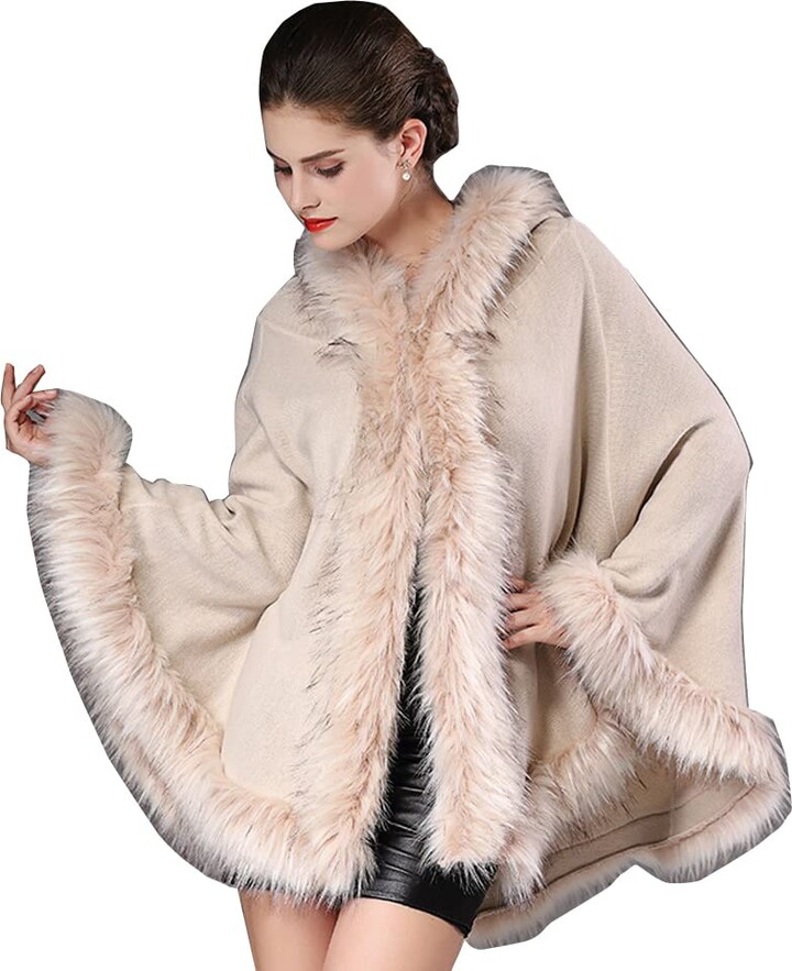 Fuomomo Luxury Bridal Faux Fur Women Shawl Cloak Cape Wedding Dress ...
