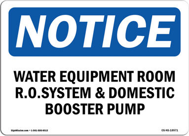 SignMission Water Equipment Room R.O. System and Domestic Sign ...