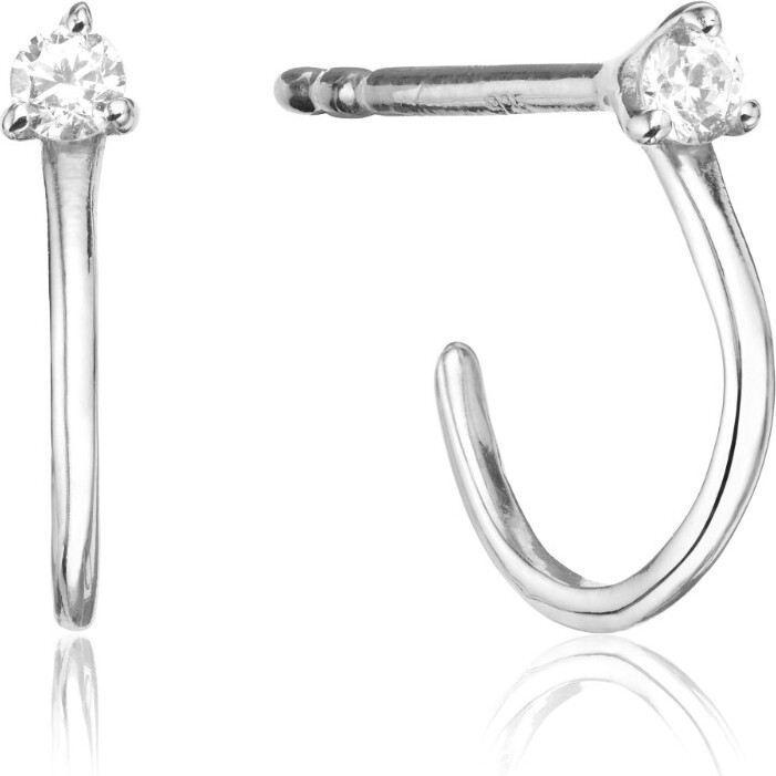 Lily & Roo - Silver diamond Style Lobe Hoop Stud Earrings - ShopStyle