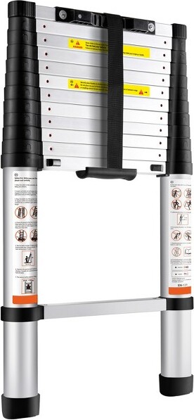 VEVOR Telescoping Ladder, 12.5 FT Aluminum One-button Retraction ...