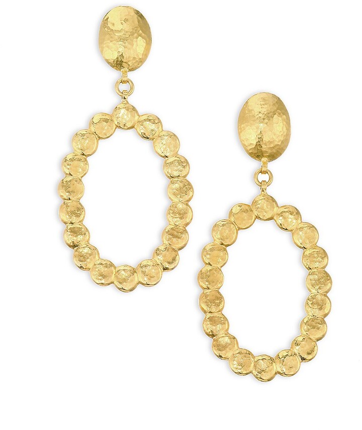 Gurhan 22K Gold Pebble Drop Hoop Earrings - ShopStyle
