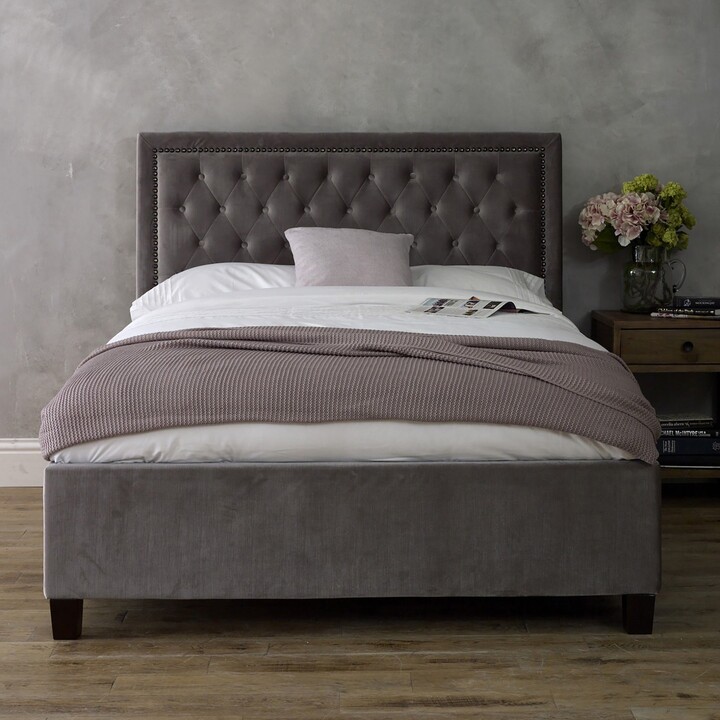 Dunelm Rhea Velvet Upholstered Bed Frame Silver - ShopStyle