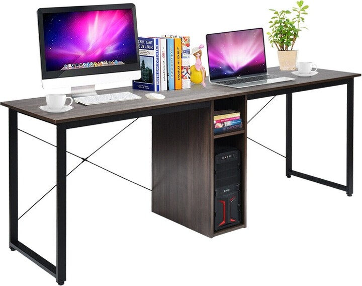 Gymax 2 Person Computer Desk 79" Large Double Workstation Dual Office ...
