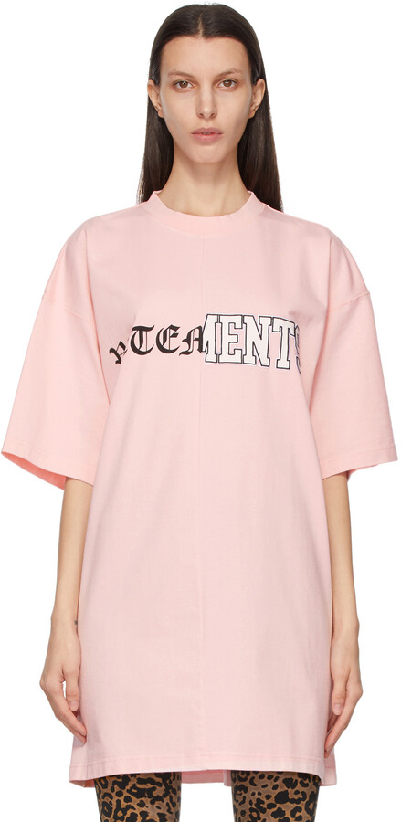 Vetements Pink Vertical Cut-Up Logo T-Shirt - ShopStyle