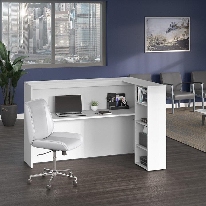 Bush Business Furniture Studio C 72W Reception Desk with Shelves ...