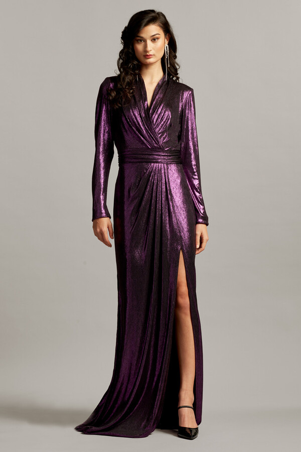 Tadashi Shoji Lame Draped Gown - ShopStyle Evening Dresses
