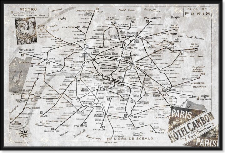 Oliver Gal Maps and Flags 'Metro Map of Paris Rustic' European Cities ...
