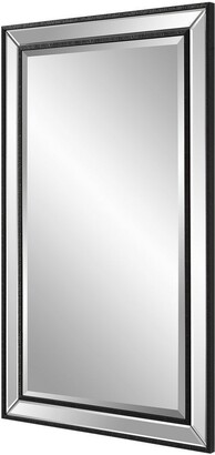 40 Inch Wood Rectangular Wall Mirror, Beveled Panel - Black - 1 L x 24 ...
