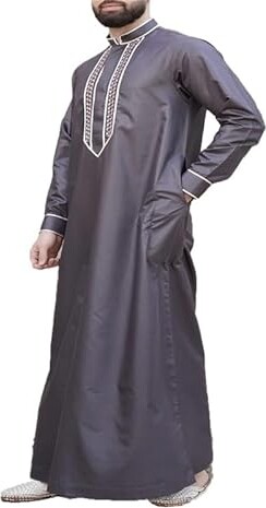 MANYMANY Men's Muslim Thobe Long Sleeve Arab Saudi Dubai Clothes Kaftan ...