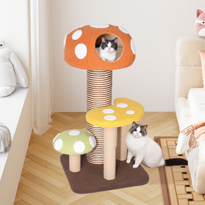 Archie & Oscar 44"Whimsical Mushroom Cat Tree With Scratching Post And ...