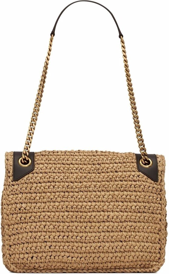 Saint Laurent medium Niki raffia shoulder bag - ShopStyle