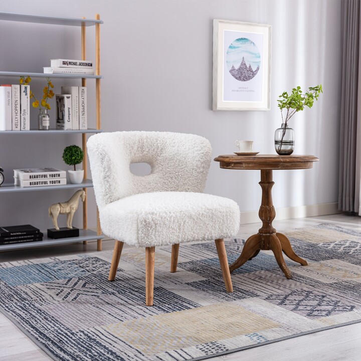 Magic Home Accent Chair Lambskin Sherpa Upholstery Open Back Chair for ...