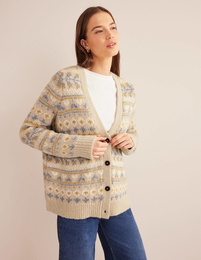 Boden Fluffy Fair Isle Cardigan - ShopStyle