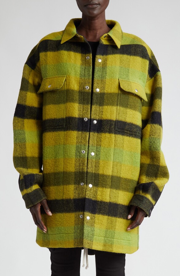 Rick Owens Oversize Buffalo Plaid Wool Coat - ShopStyle