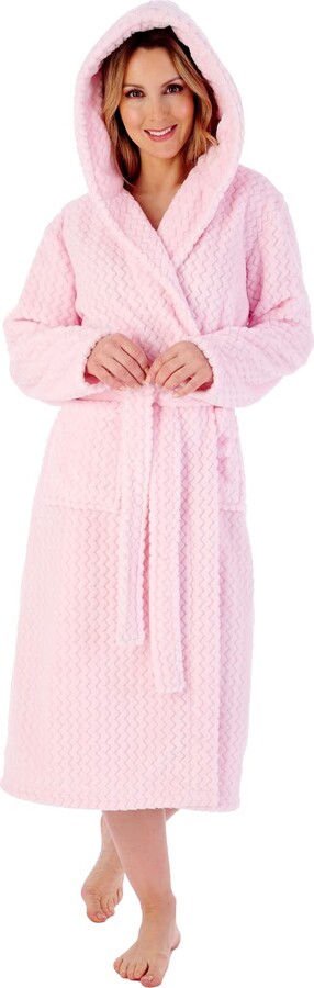 Slenderella HC02319-PK Women's Pale Pink Long Dressing Gown Small ...