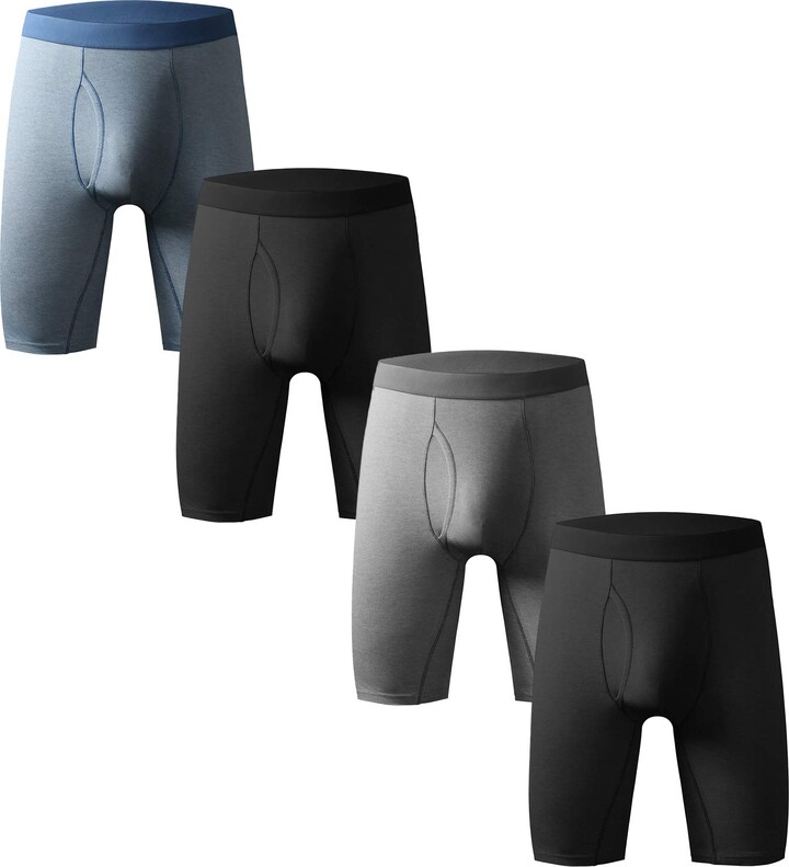 Nuofengkudu Mens Long Leg Boxers Shorts Anti Chafing Fly Pouch Sports ...