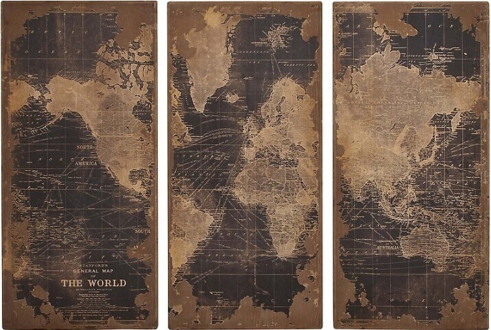 Primrose Valley Maps Set of 3 Wood World Maps Wall Panels - ShopStyle ...