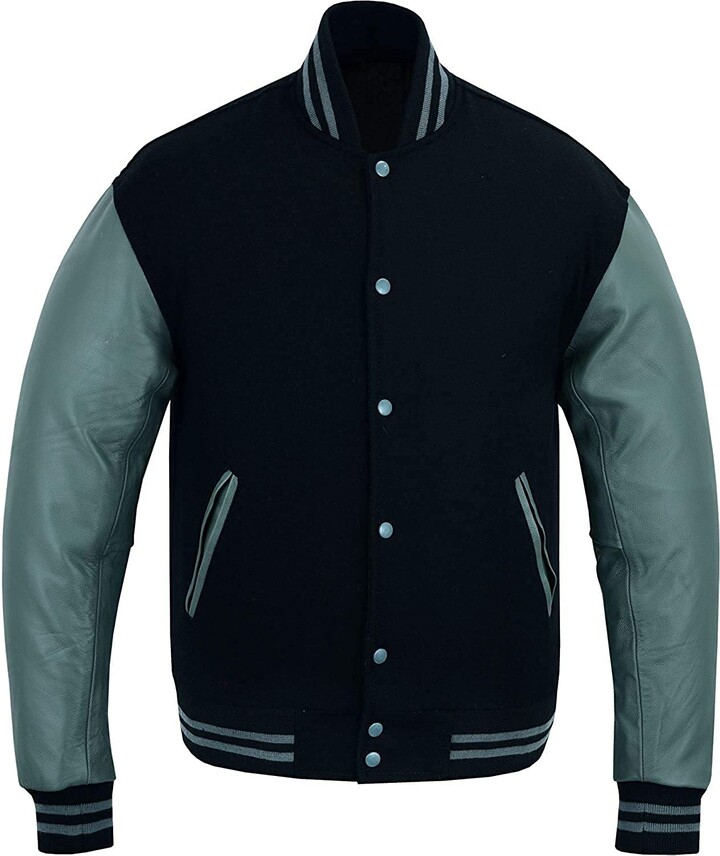 Modernage Classic Hybrid Varsity Jacket University Letterman Bomber ...