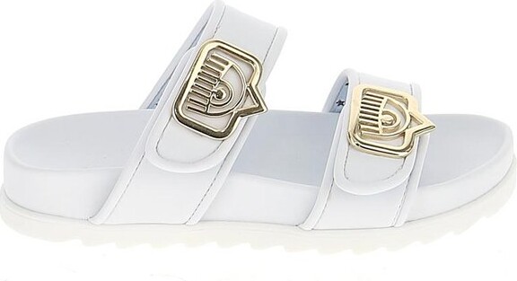 Chiara Ferragni Logo Plaque Double Strap Sandals - ShopStyle