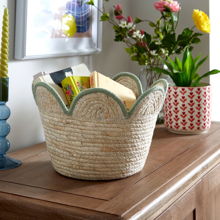Dunelm Small Scalloped Maize Basket Green - ShopStyle