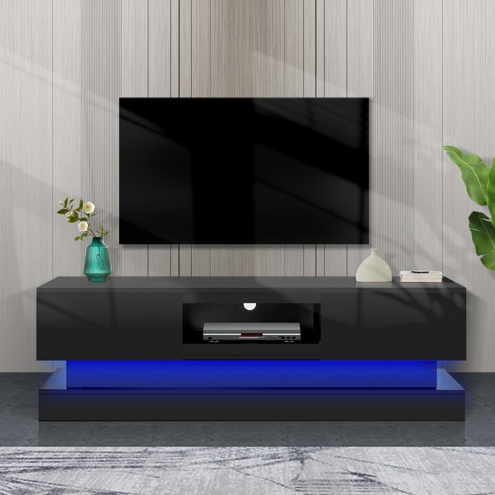 EDWINRAYLLC 63" Modern Living Room TV Console LED Backlight TV Stand ...